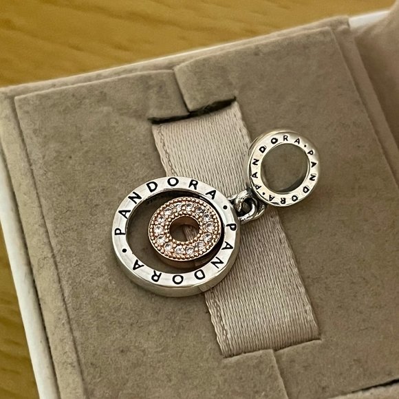 Pandora | Jewelry | Pandora Signature Twotone Logo Circles Dangle Charm ...